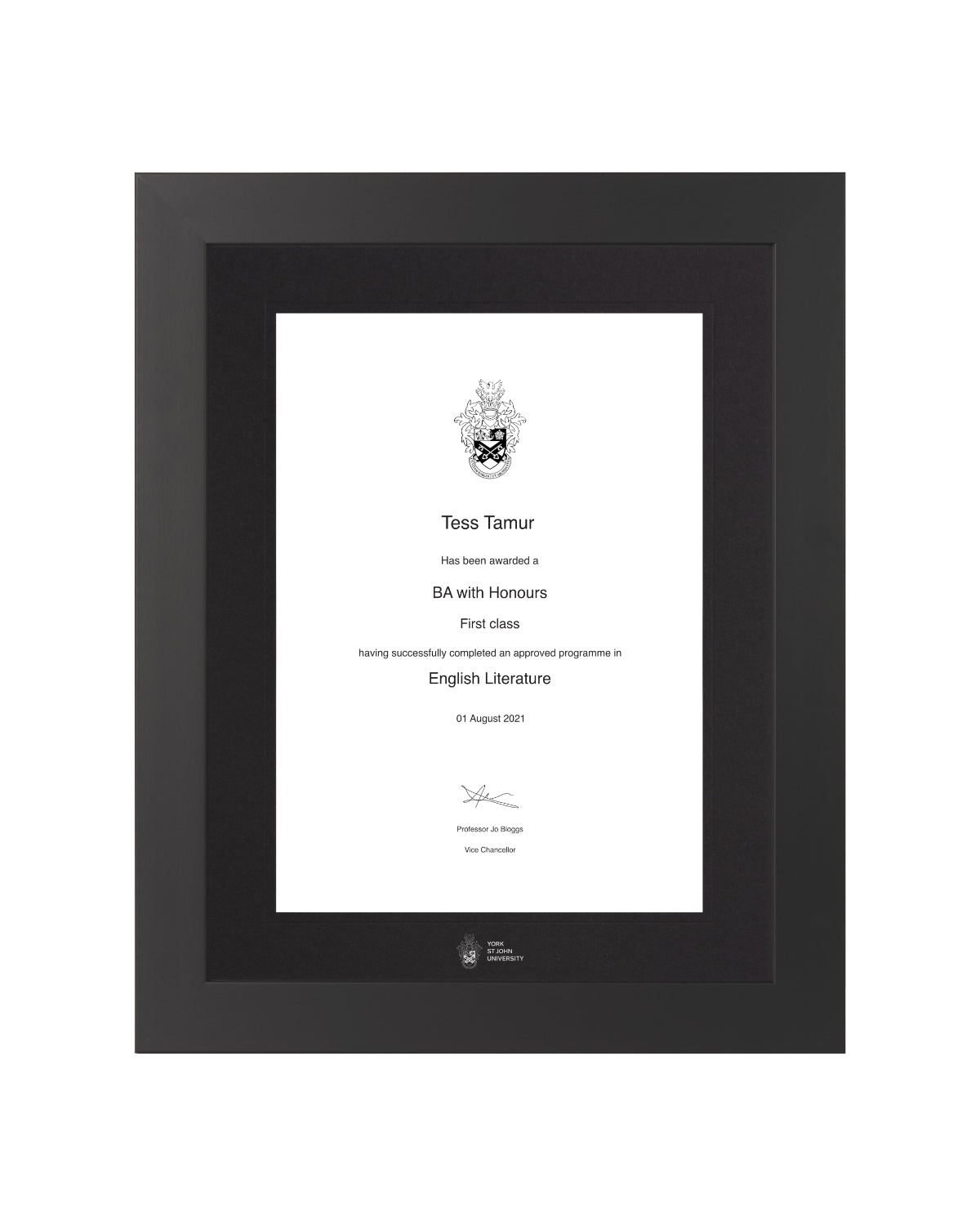 York St. John University | Branded Certificate Display Frame – Evess Group