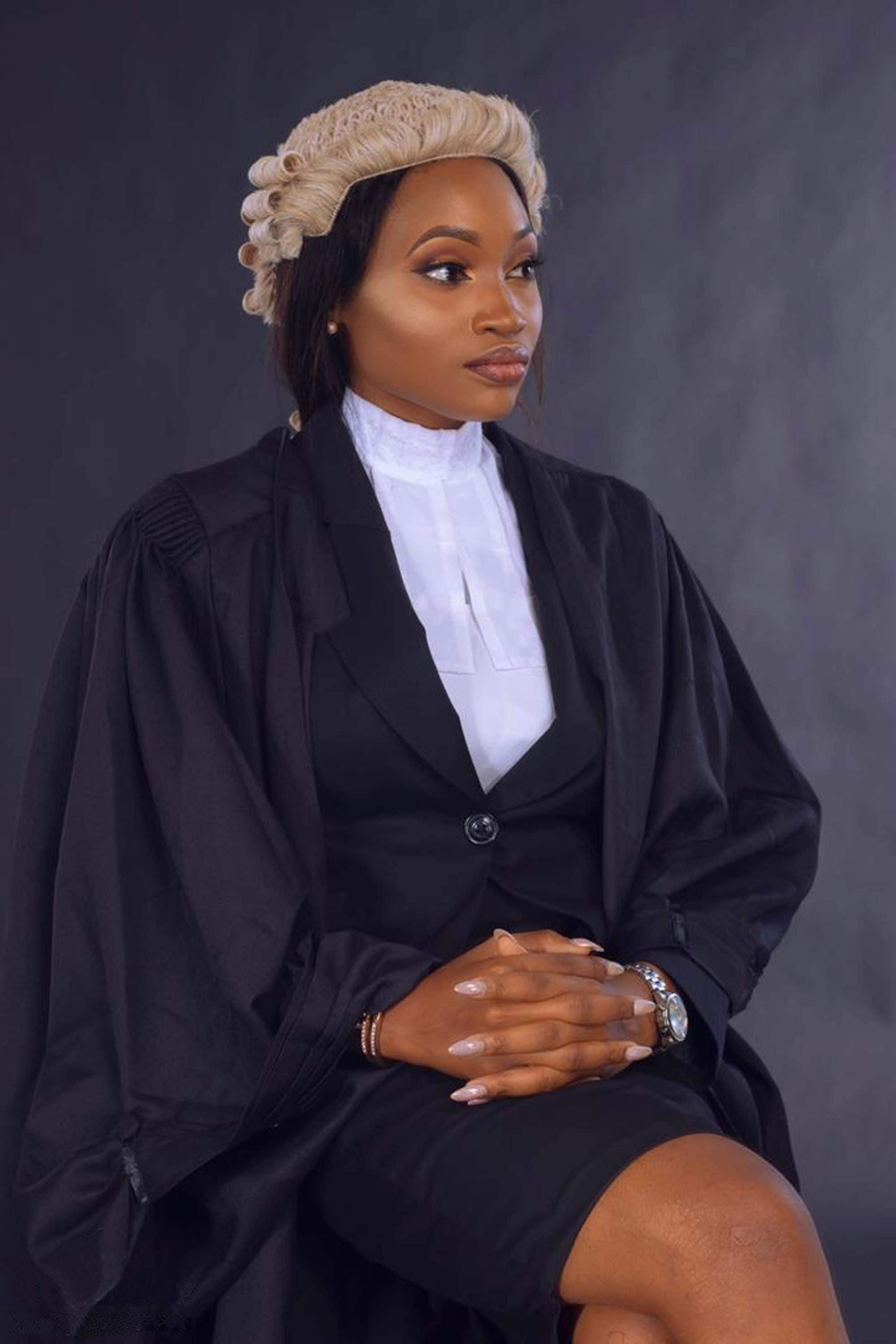 Barristers Gown, Wig and Collarette Set - Blonde