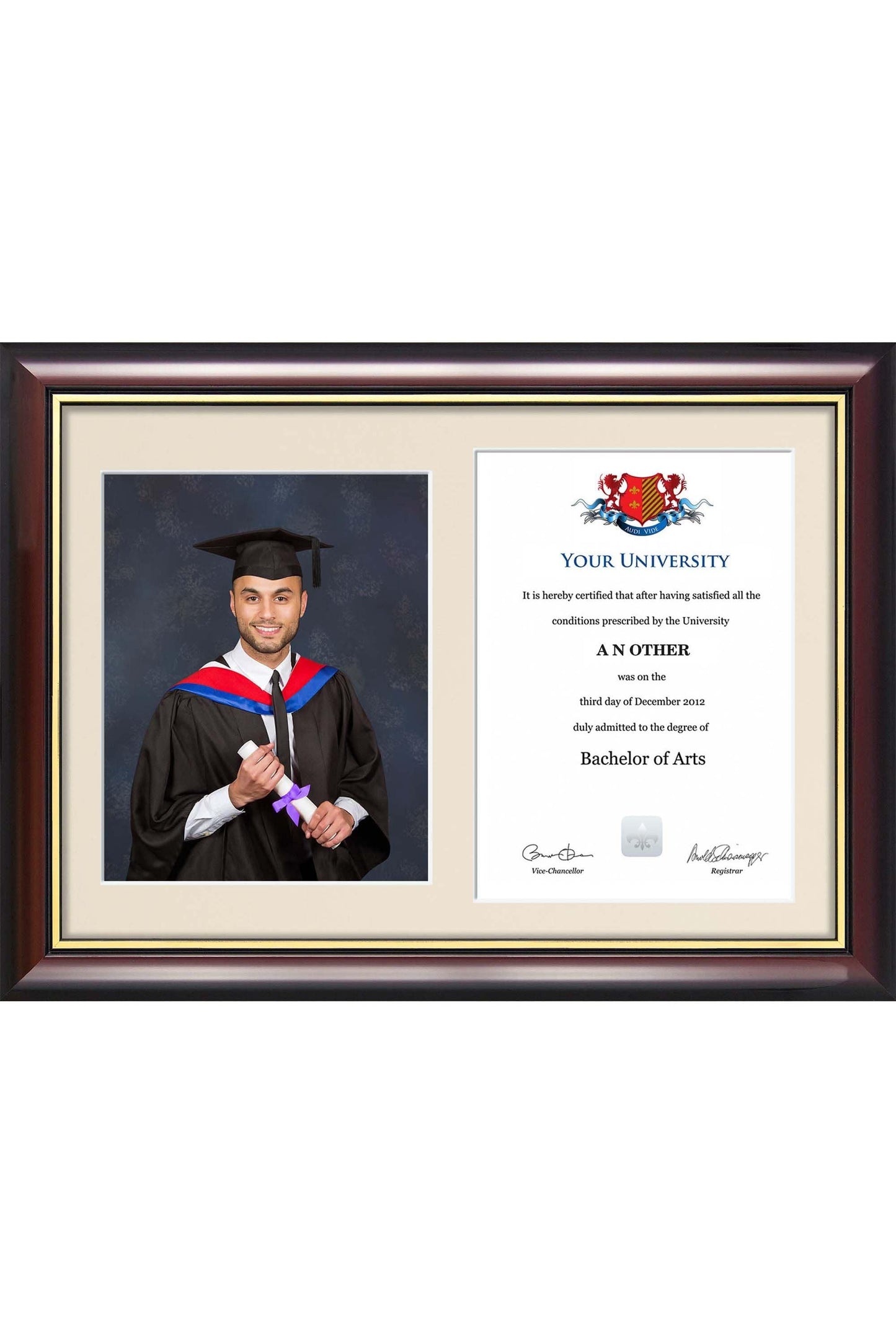 Anglia Ruskin University Traditional Dual Graduation Certificate Frame ...