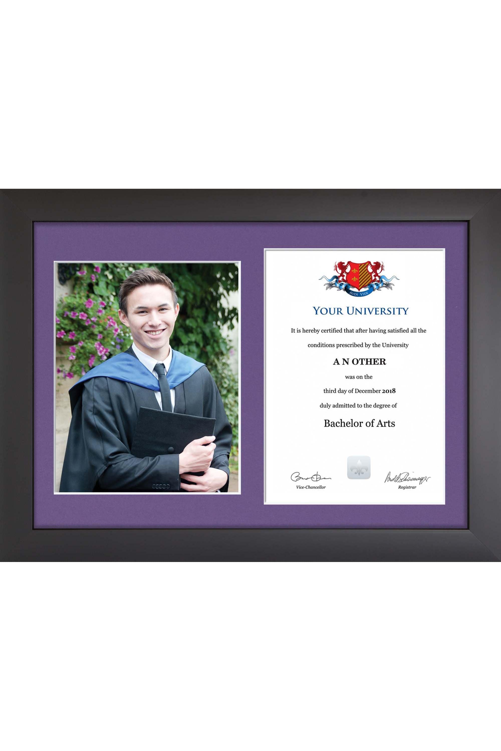 The Open University Modern dual graduation certificate frame | Evess ...